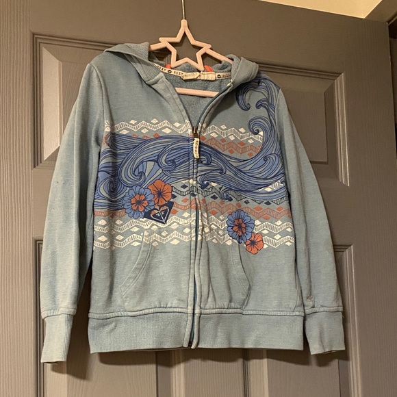 Roxy | Shirts & Tops | Roxy Girl Blue And Pink Wave Ocean Flower Design ...